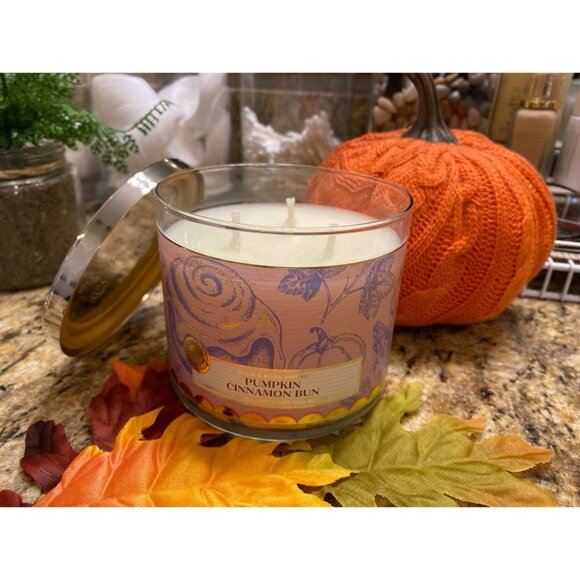 Bath & Body Works | Accents | Bath Body Works Pumpkin Cinnamon Bun New 3 Wick Candle | Poshmark